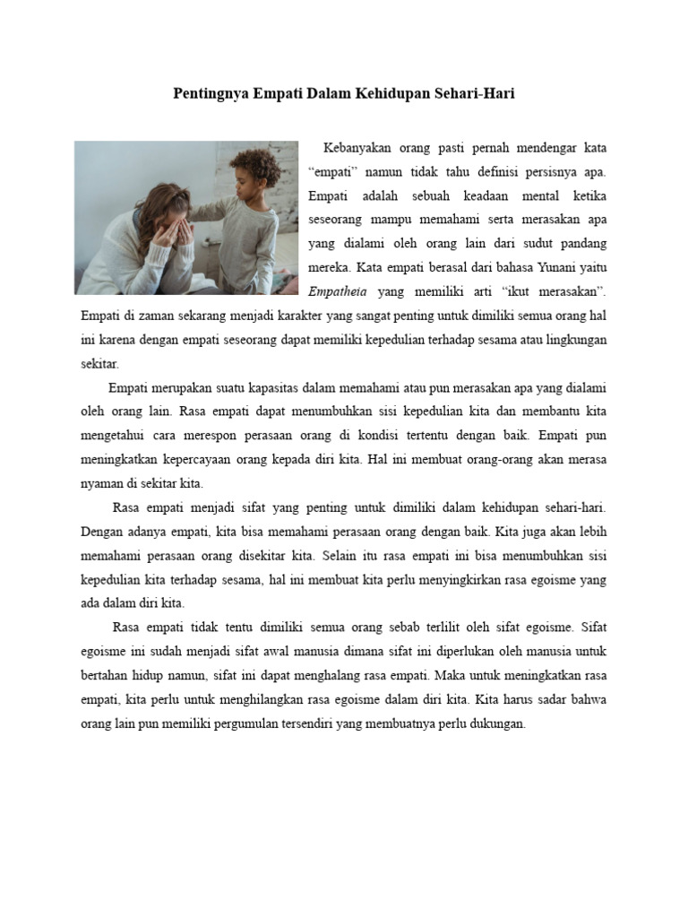 Pentingnya Empati Dalam Kehidupan Sehari-Hari | PDF