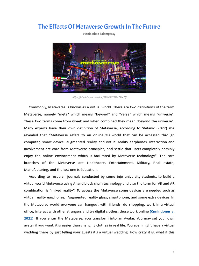 The Effects of Metaverse Growth in The Future | PDF | Augmented Reality ...
