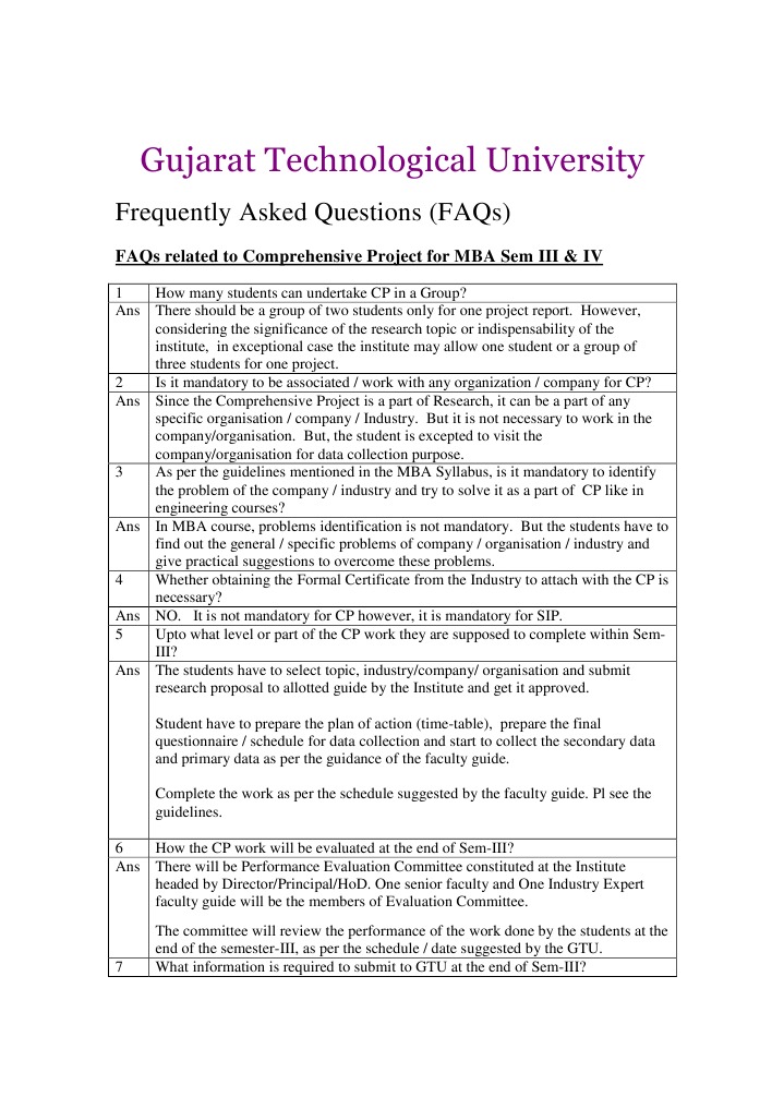 GTU MBA Comprehensive Project Guidelines | PDF | Tariff | Taxes
