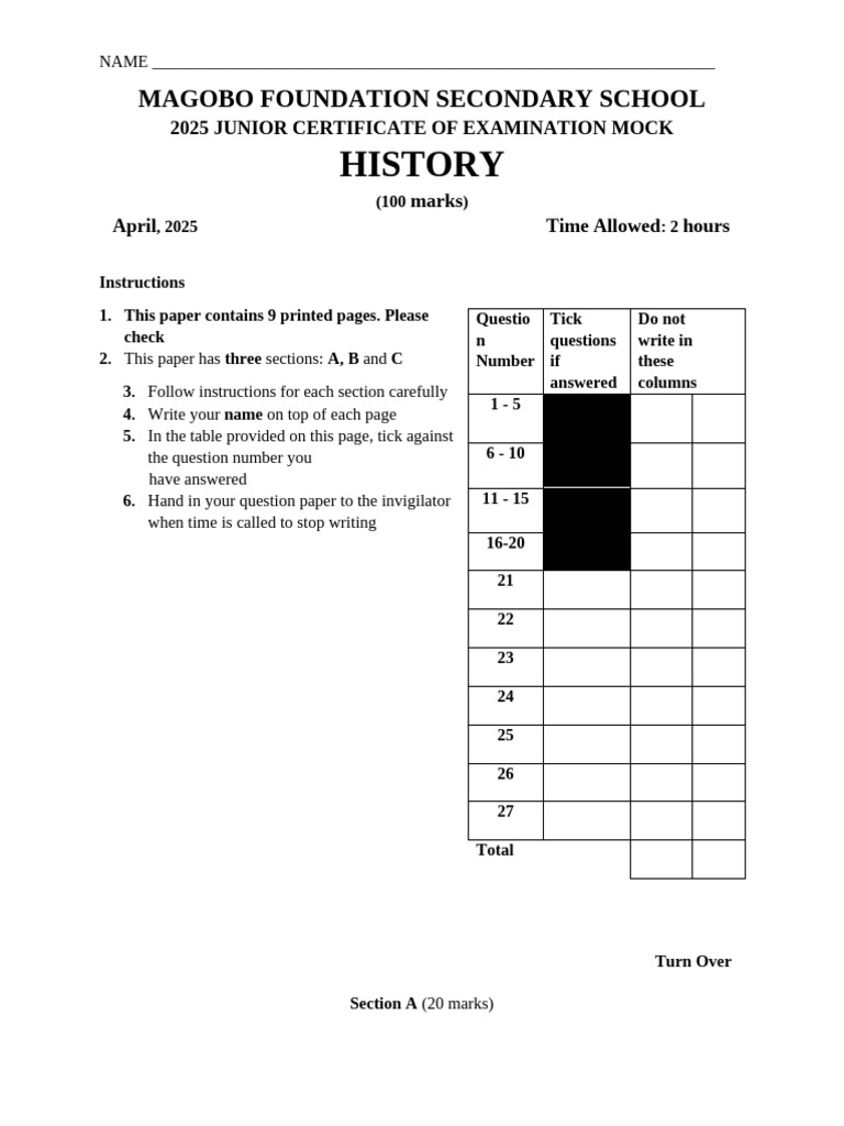 2025 Jce History Mock - Magobo | PDF | Slavery