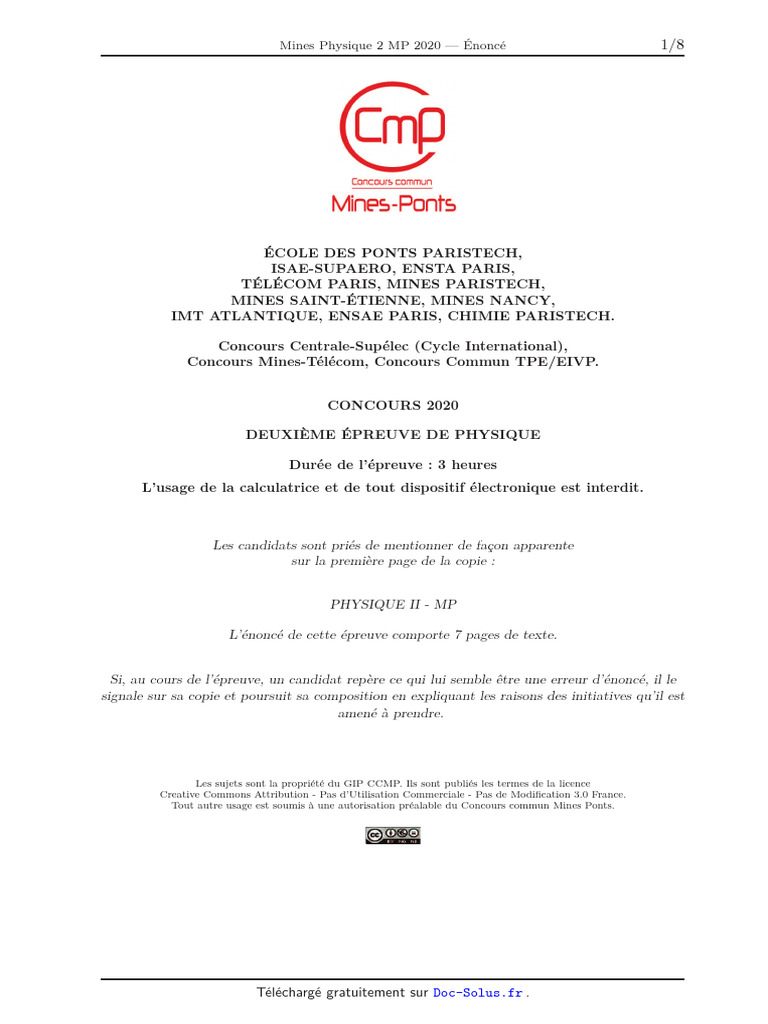 Loi de Wiedemann-Franz en Physique MP 2020 | PDF | Métrologie | Physique