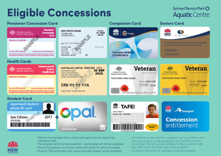 Concession Cards 2023 | PDF