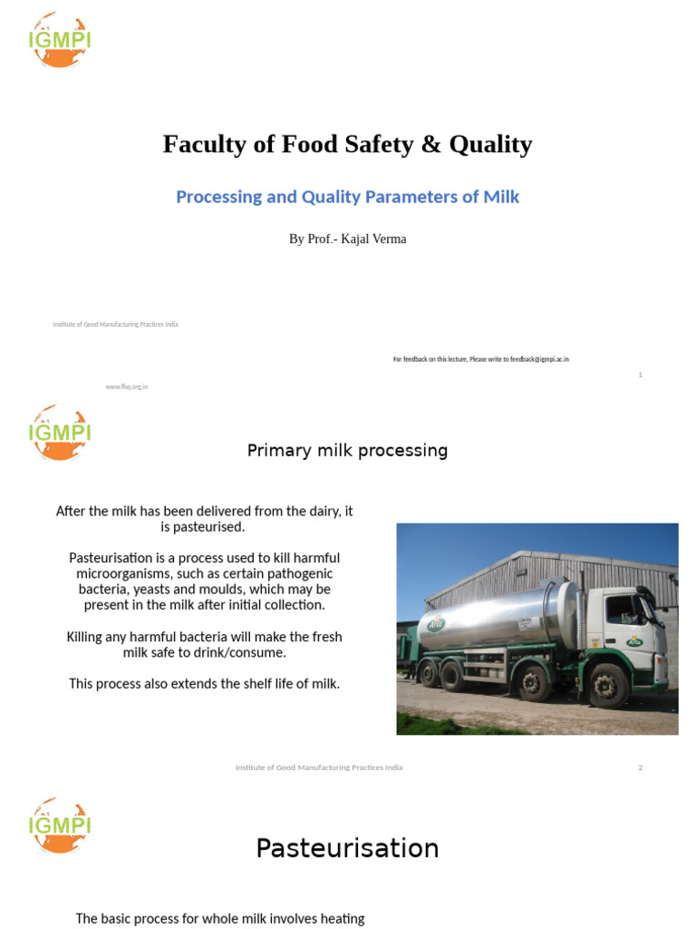 Milk Processing and Quality Control | PDF | Milk | Food Industry