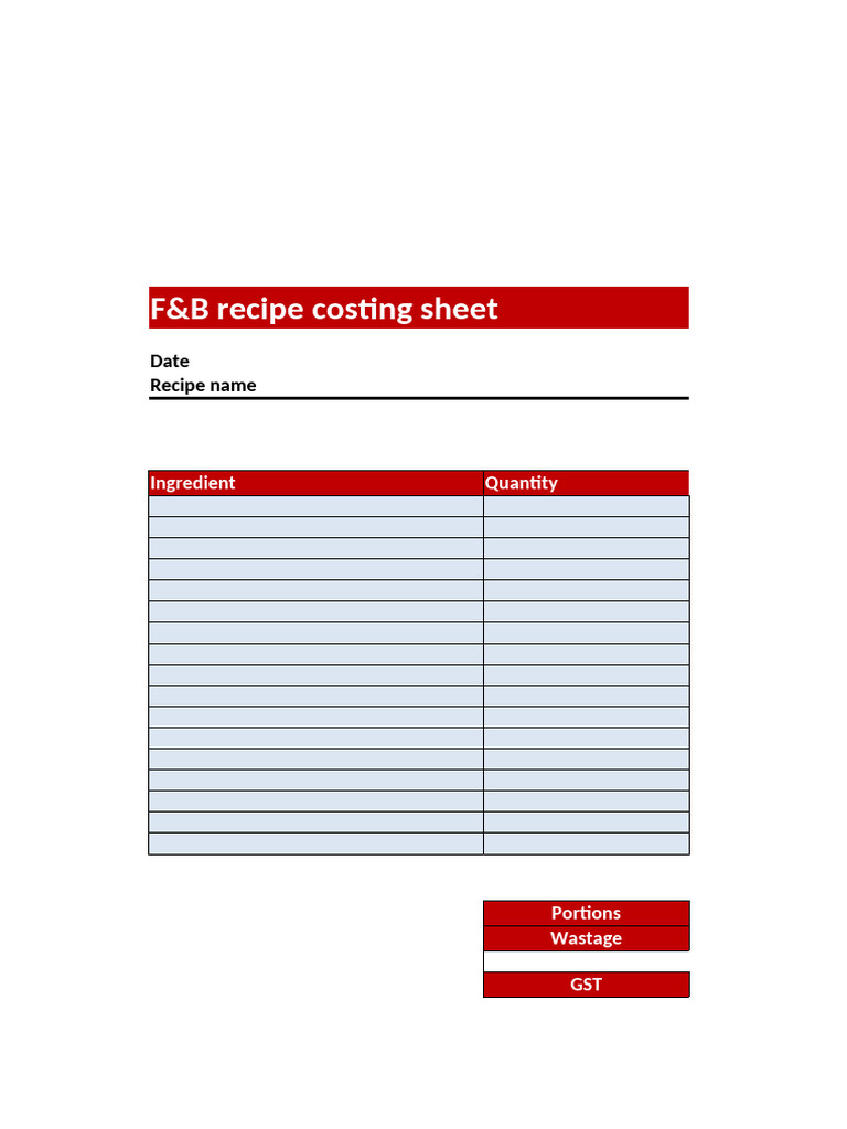 Recipe Costing Spreadsheet | PDF | Significant Figures