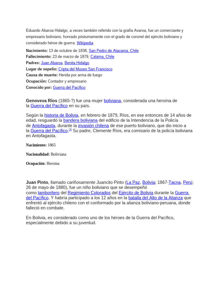 Biografía de Eduardo Abaroa Hidalgo | PDF