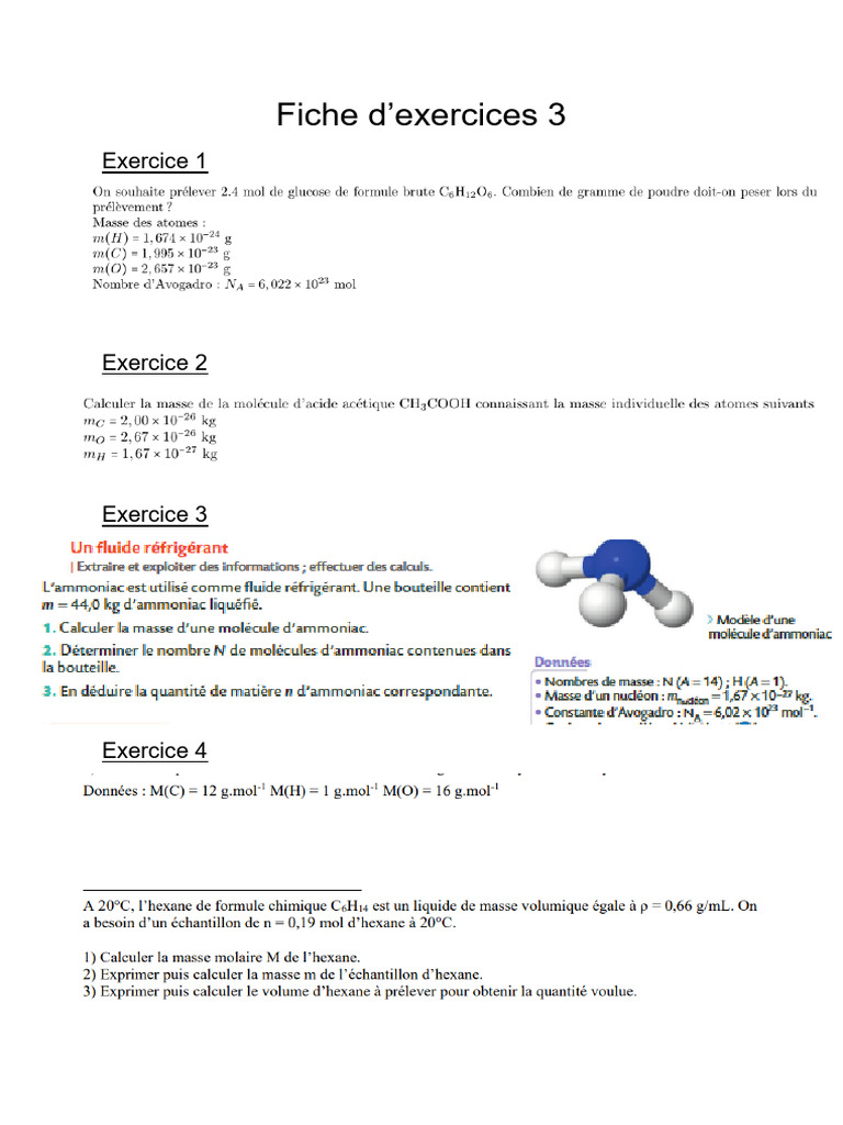 Exercice Mole Seconde Pdf | Exercice Moles 2Nd – WLVI