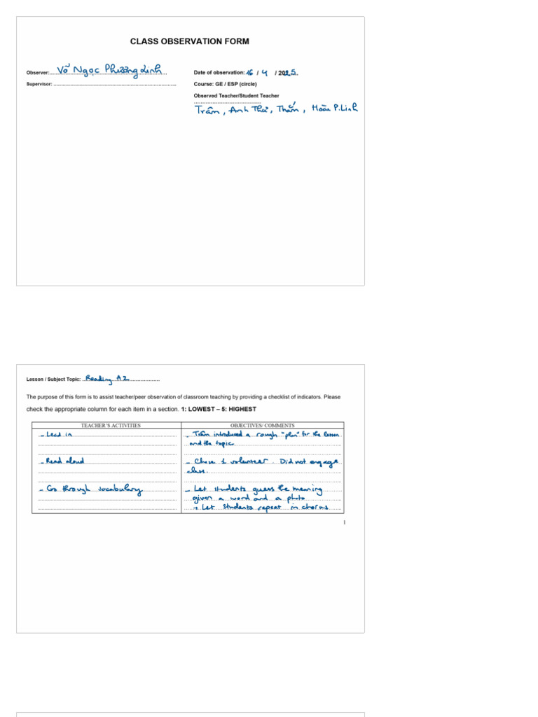 OBS Form Thu Tham Apr16 | PDF
