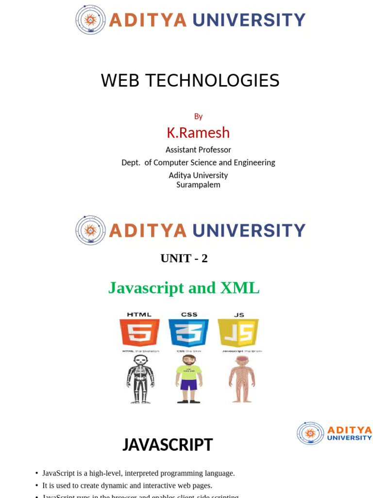 WebTechnologies UNIT2 | PDF | Document Object Model | Xml