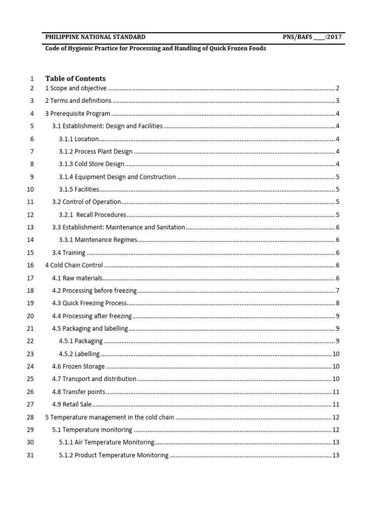 Hygienic Practices for Quick Frozen Foods | PDF | Food Safety | Hazard ...