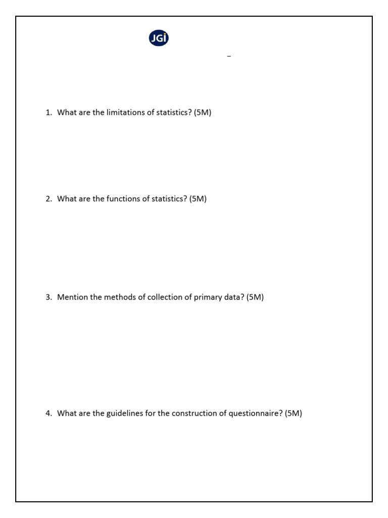 Practice Question Paper - Statistics | PDF | Histogram | Statistics