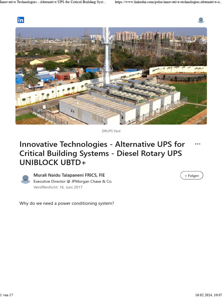 Diesel Rotary UPS: UNIBLOCK UBTD+ Overview | PDF | Power Electronics ...