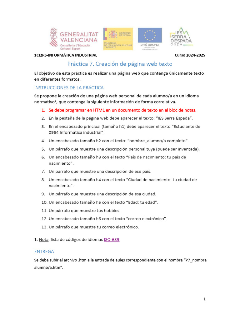 PRACTICA 7. Creacion de Página Web | PDF