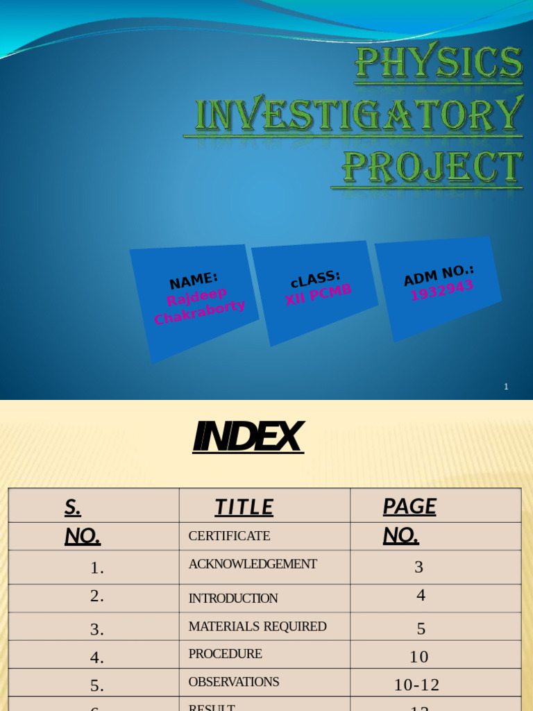 Investigatory Project on Resistivity | PDF | Electrical Resistivity And ...