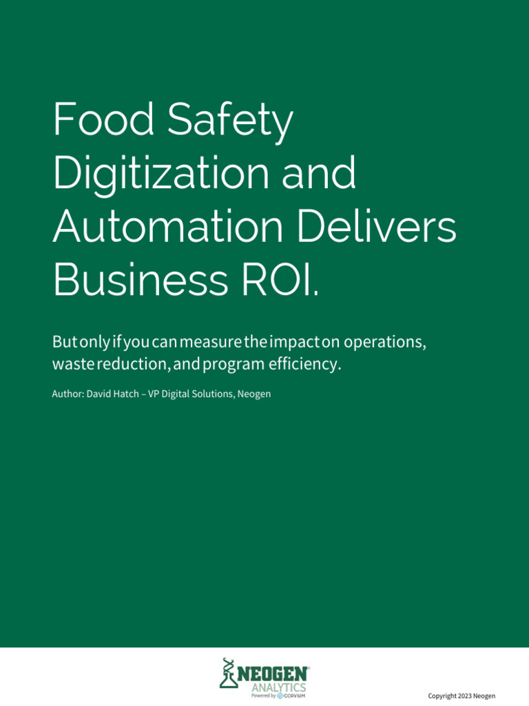 Food Safety Digitization and Automation Delivers Business ROI | PDF ...