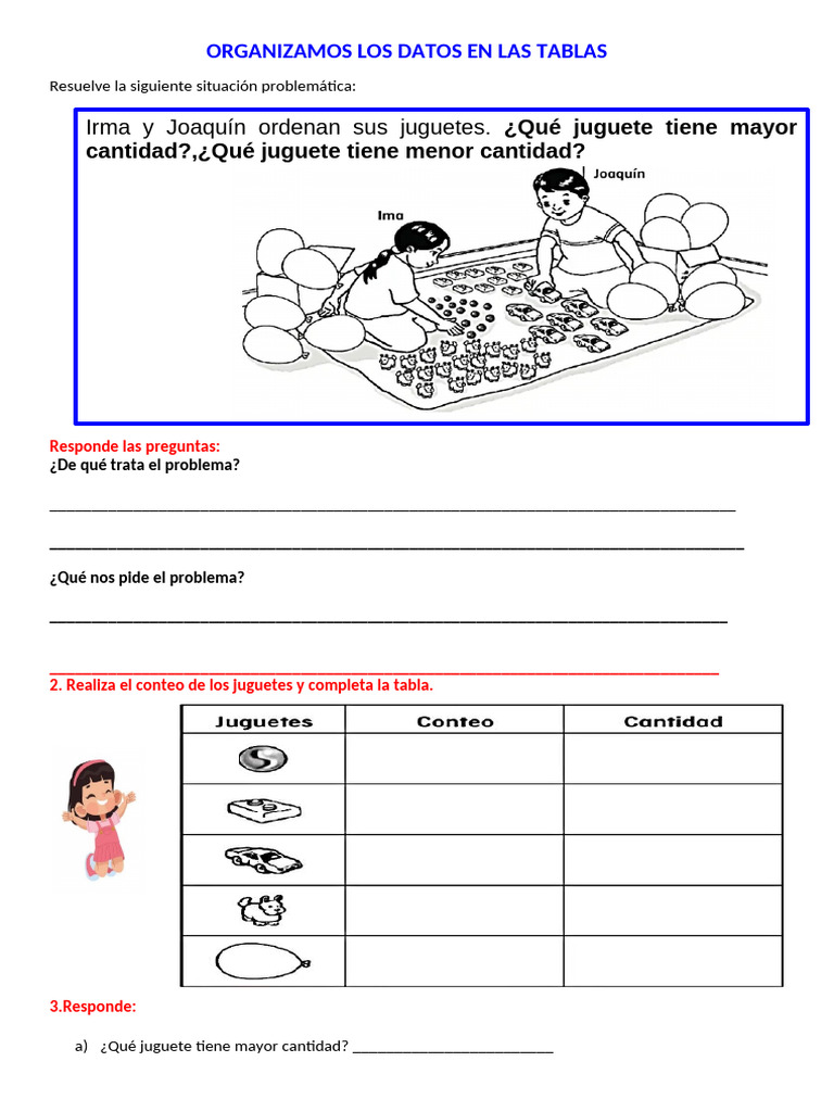 ORGANIZAMOS LOS DATOS EN LAS TABLAS de Conteo Ficha | PDF