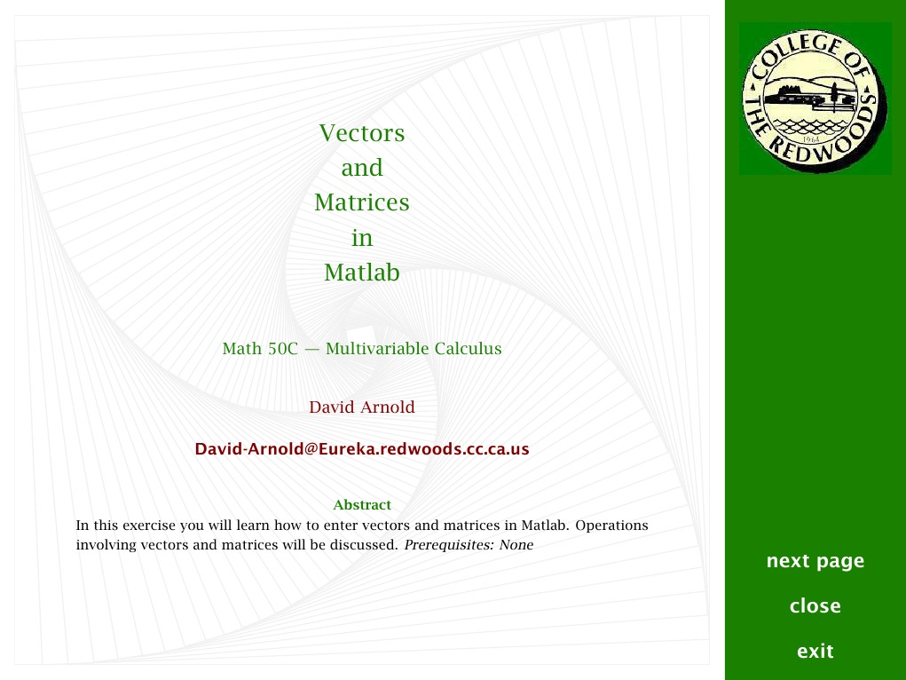 Matlab Vectors and Matrices Guide | PDF | Teaching Methods & Materials | Computers