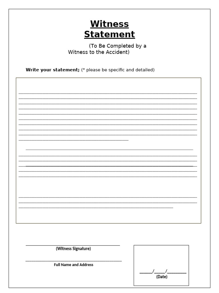 Witness Statement Template for Accidents | PDF