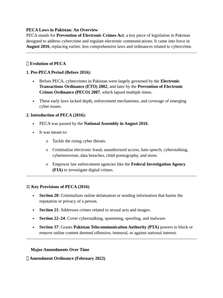 PECA Laws in Pakistan | PDF | Cybercrime | Defamation