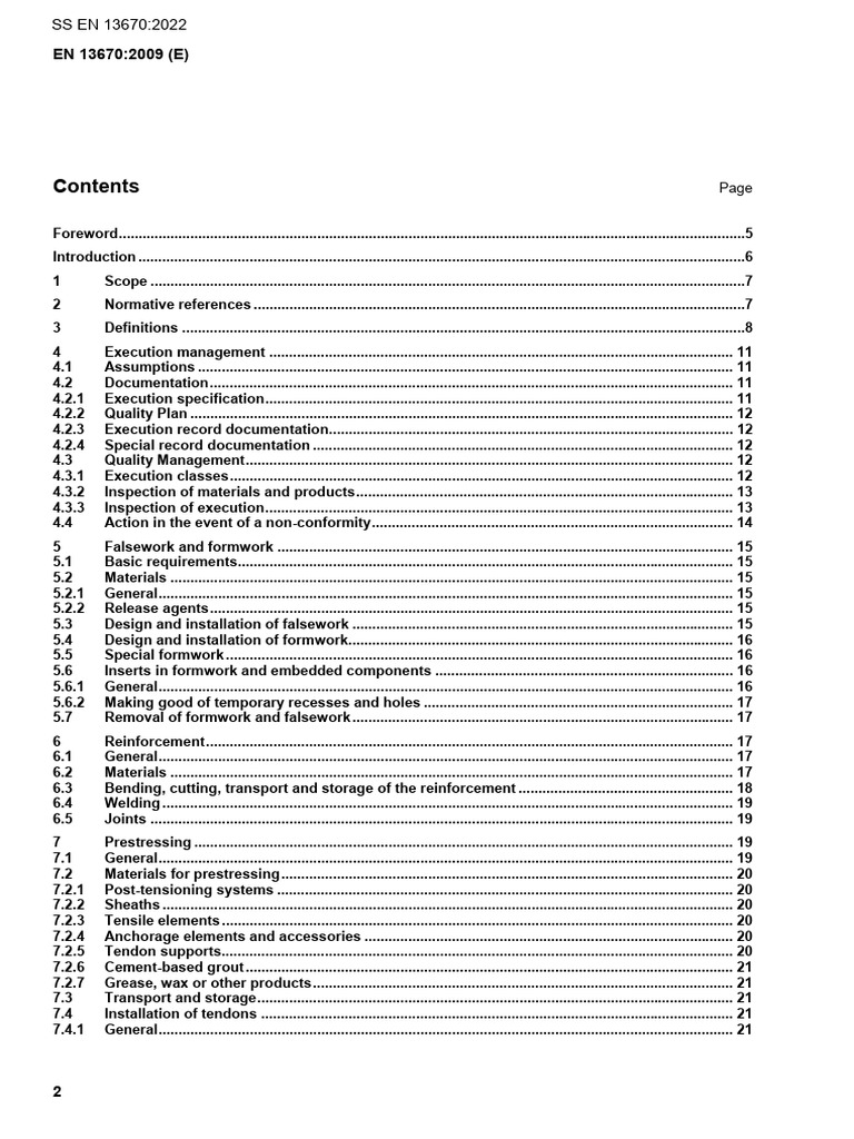 SS EN 13670-2022 Preview - 5 | PDF | Prestressed Concrete | Concrete