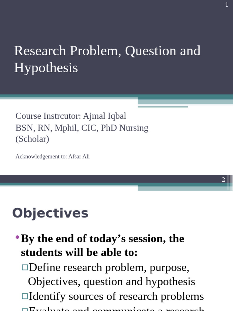Unit 5 Research Problem, Question. | PDF | Hypothesis | Null Hypothesis