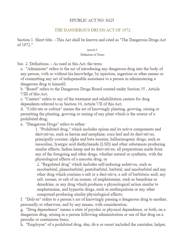 Dangerous Drug Act 1972 | PDF | Probation | Medical Prescription