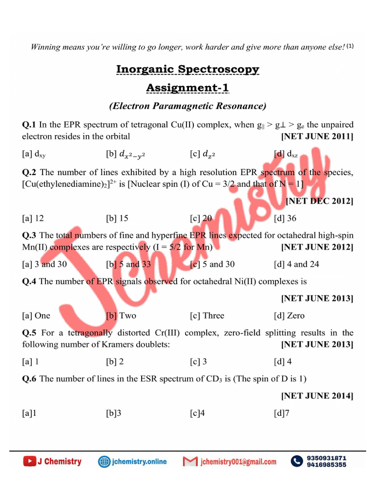 Inorganic Spectra Crash Course | PDF