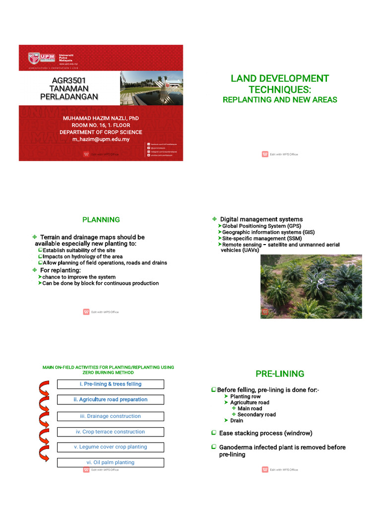 Land Preparation for Oil Palm Plantations | PDF | Drainage | Soil
