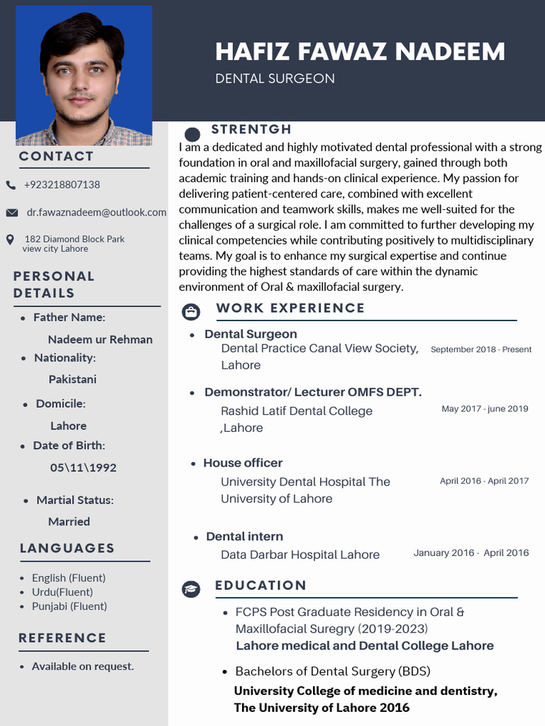 Fawaz Nadeem Updated CV May 2025 | PDF | Dentistry | Oral And ...
