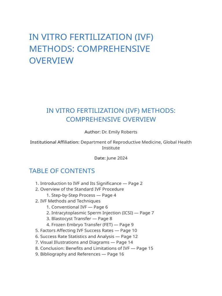 IVF Methods - A Comprehensive Report | PDF | In Vitro Fertilisation ...
