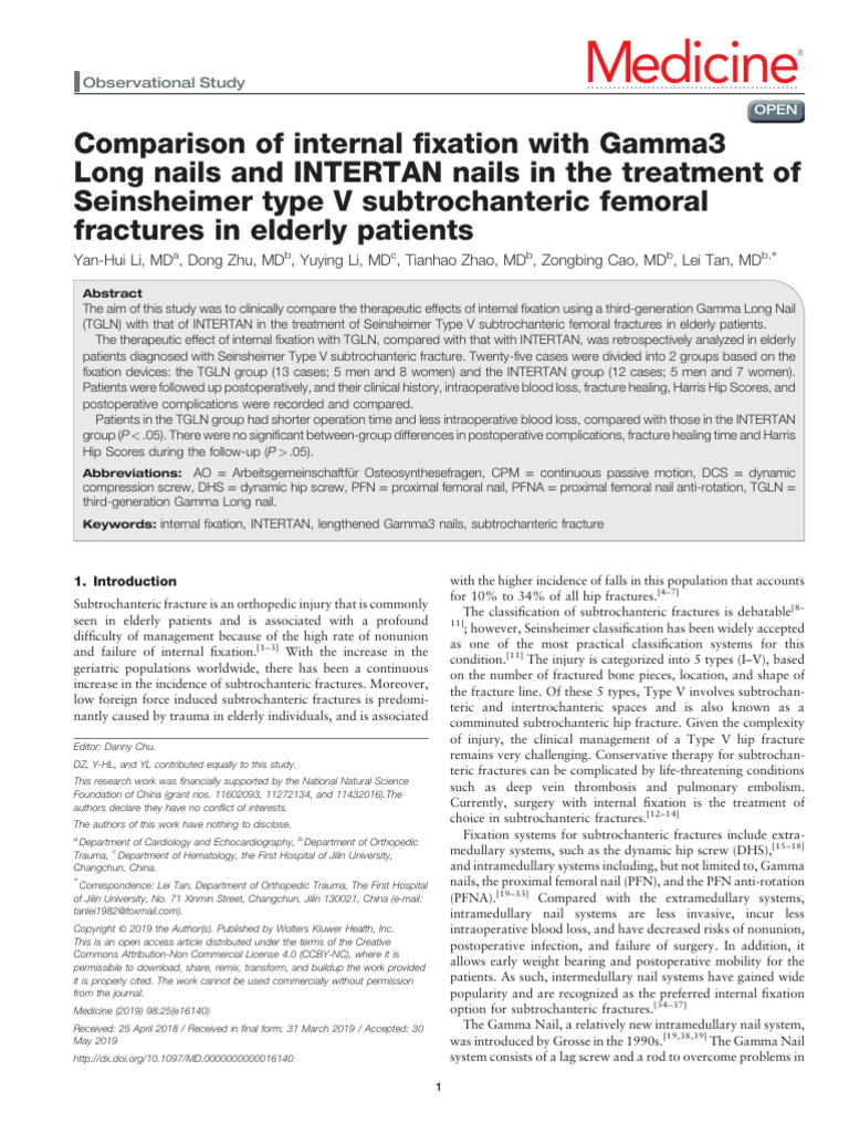 Comparison of Internal Fixation With Gamma3 Long N | PDF | Medical Specialties | Medicine