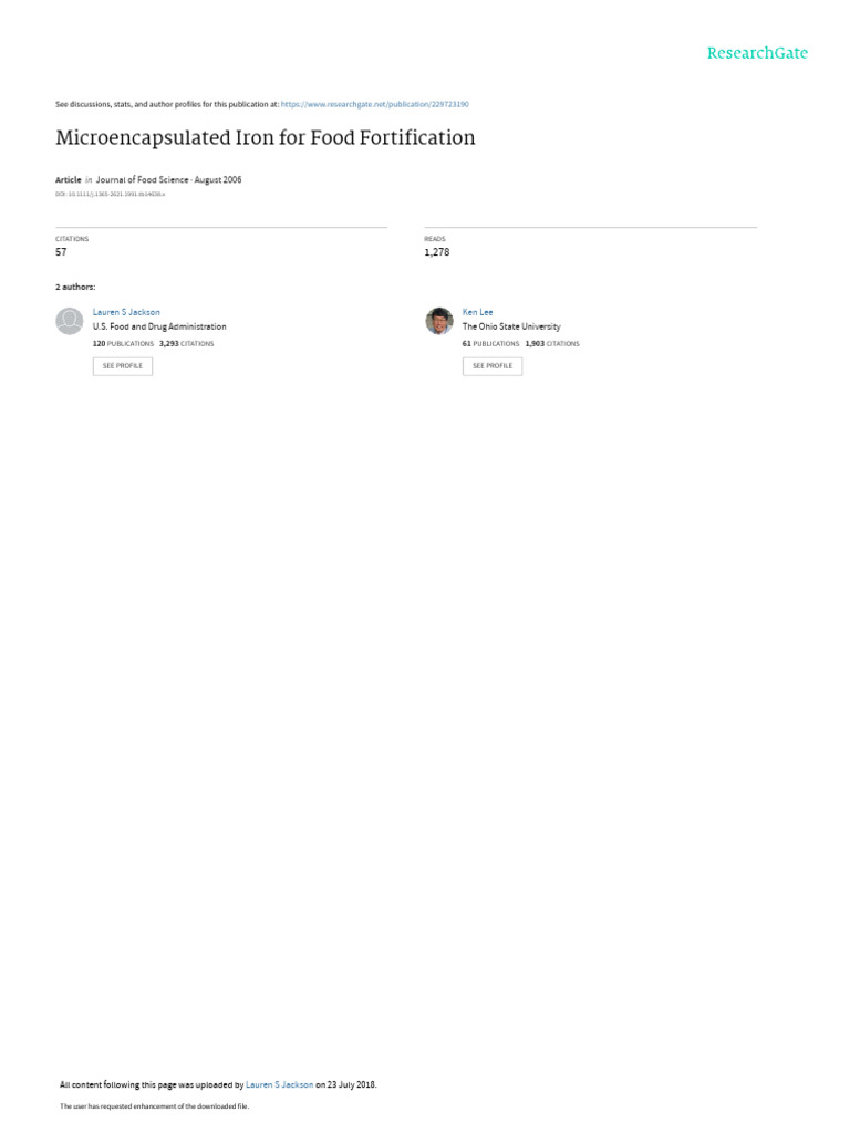 Microencapsulated Iron for Food Fortification | PDF | Gas ...