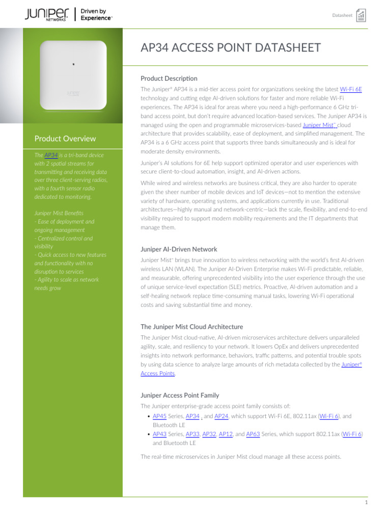 Ap34 Access Point Datasheet | PDF | Ieee 802.11 | Wi Fi