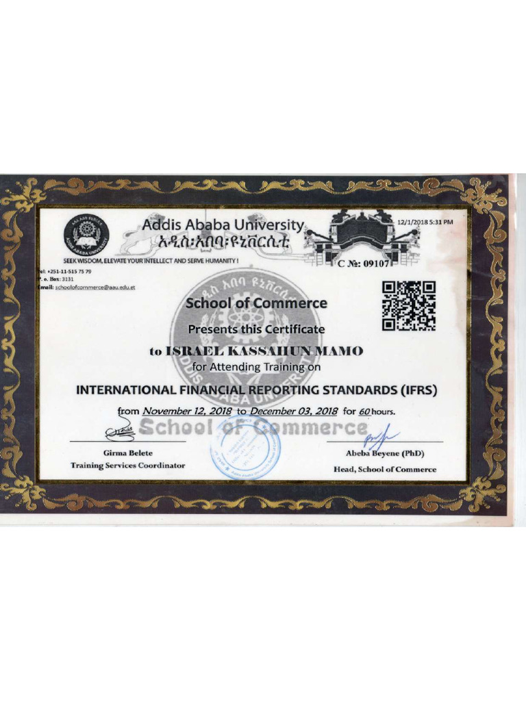 IFRS. Certificate. | PDF
