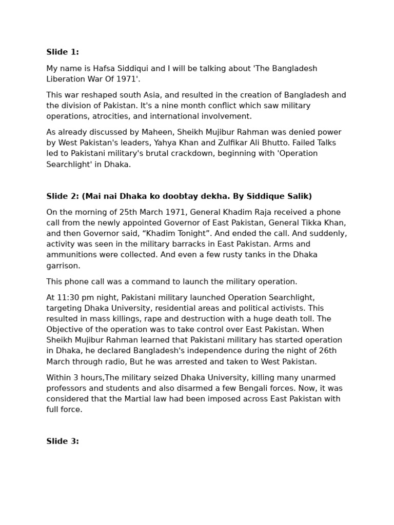 Bangladesh Liberation War Hafsa | PDF | Military | Pakistan