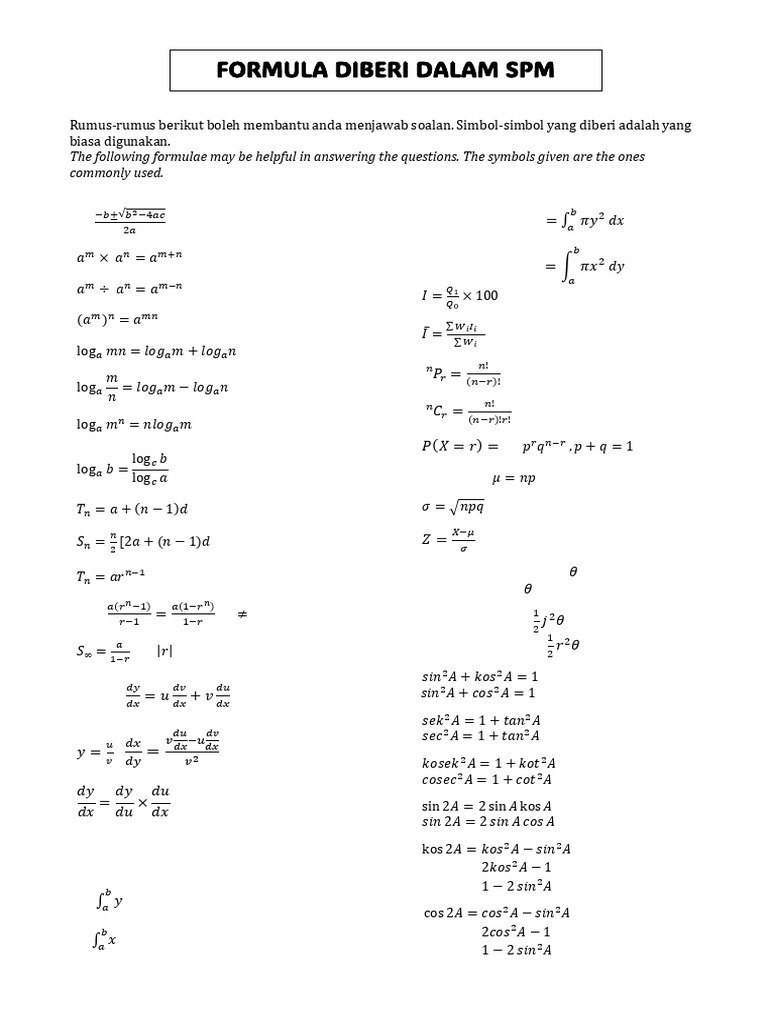 Formula KSSM 2023 Laminate | PDF
