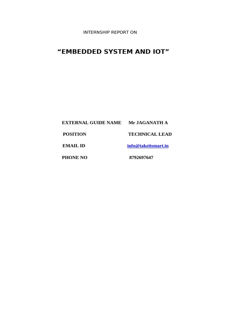 Embedded Internship Report | PDF | Embedded System | Sensor