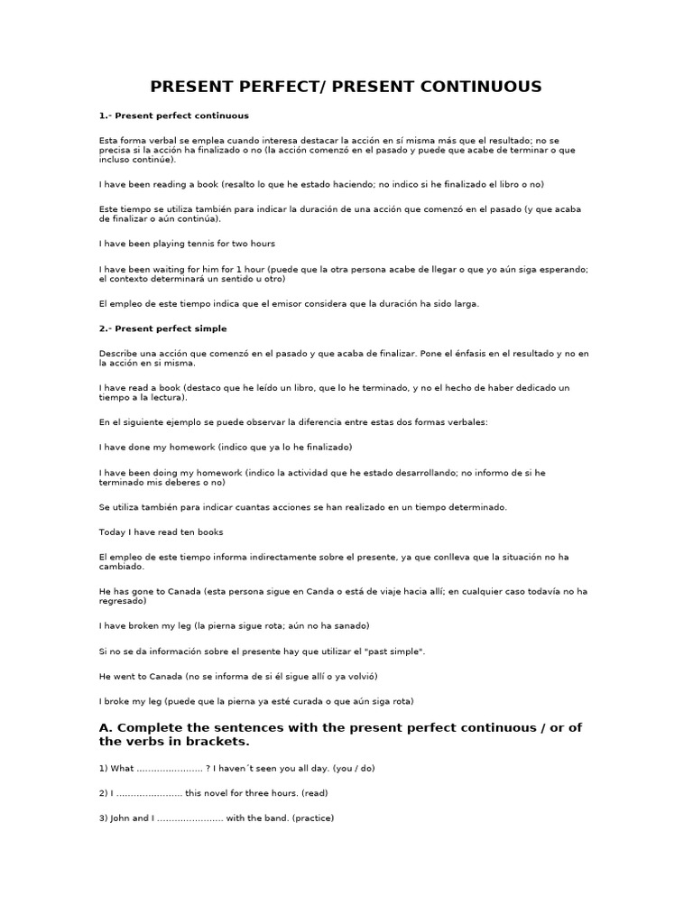 Present Perfect and Continuous | PDF | Language Mechanics | Grammar