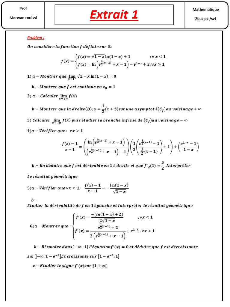Extrait 01 Mathématique 2bac PDF | PDF