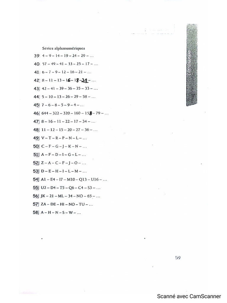 Exercice Série Alphanumérique | PDF