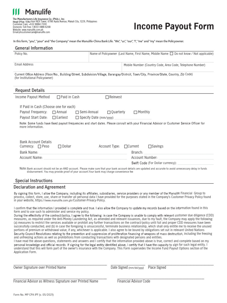 MP Income Payout Form_final | PDF | Banks | Business