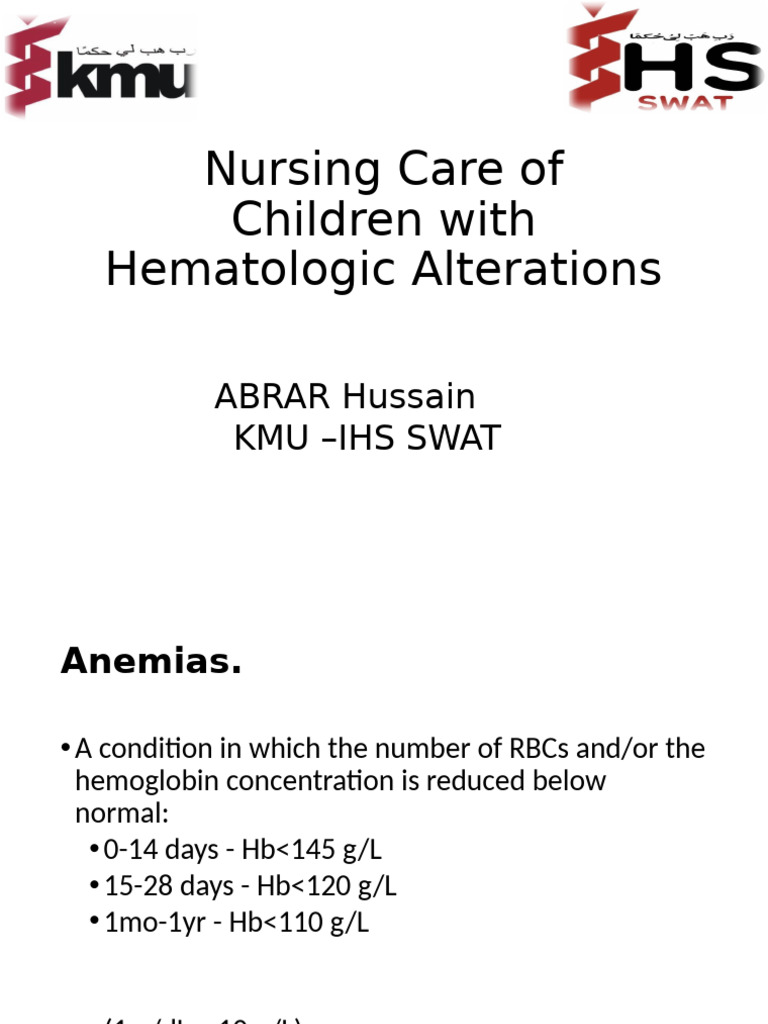 Unit - 15 KMU Blood Disorder by Abrar Hussain | PDF | Anemia | Clinical Medicine