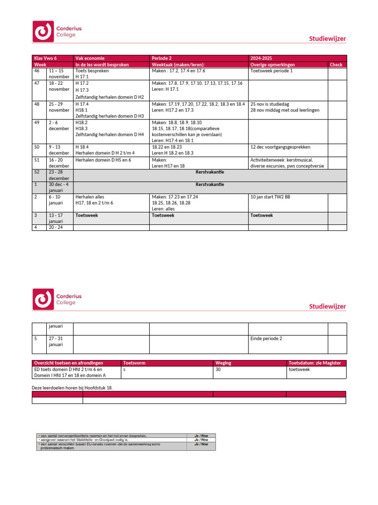AE Vwo 6 Studiewijzer Periode 2 2024-2025 | PDF