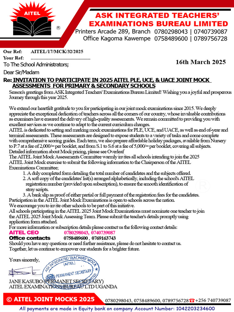 Aitel Mocks 2025 Uganda | PDF