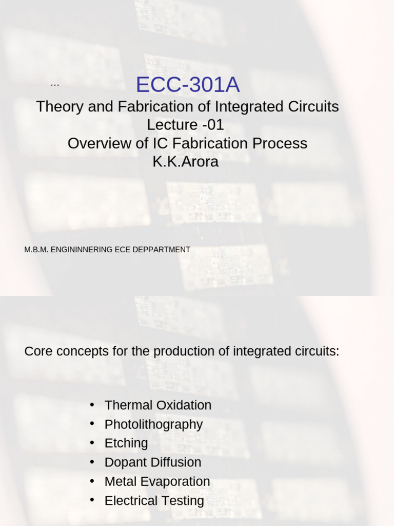 Overview of IC Fabrication Steps | PDF | Semiconductor Device ...