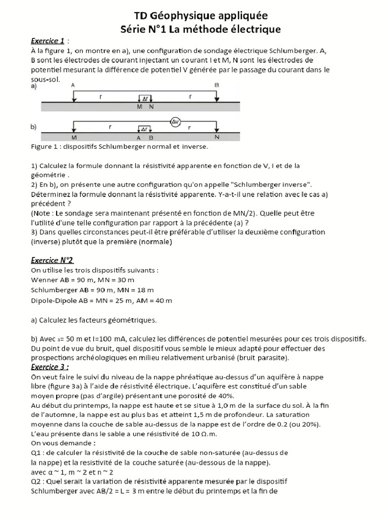 TD Gophysique Lectrique | PDF