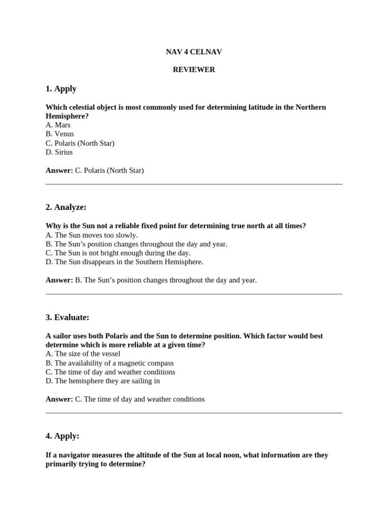 NAV 4 CELNAV REVIEWER CL 2024 25 Midterm | PDF | Navigation | Longitude