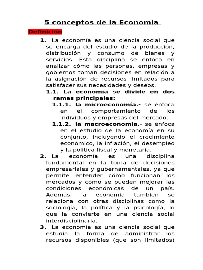 Conceptos de Economía | PDF | Ciencias económicas | Economias