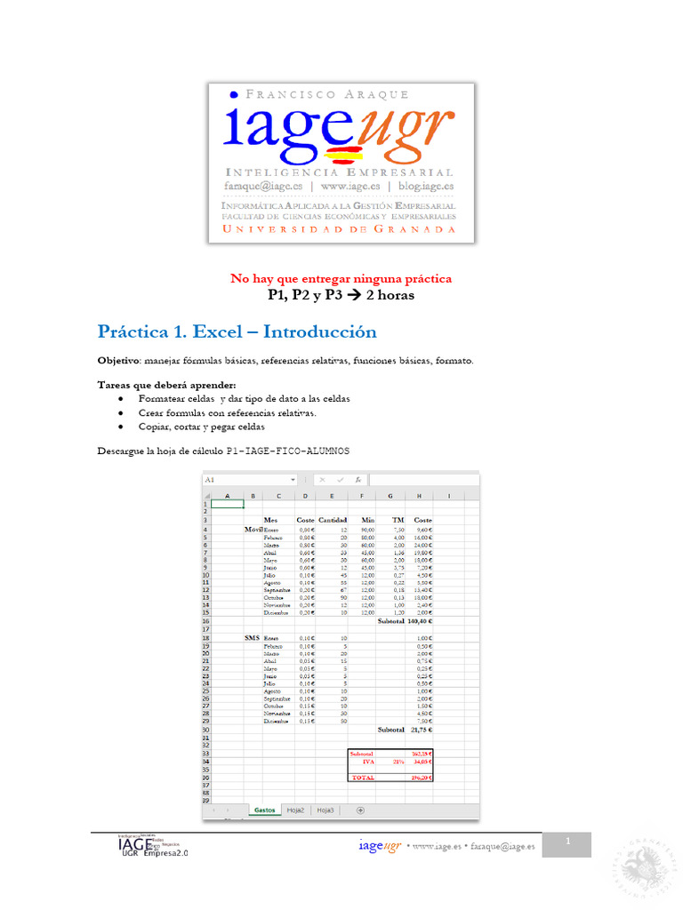Prácticas de Excel: Fórmulas y Funciones | PDF | Microsoft Excel | Hoja ...