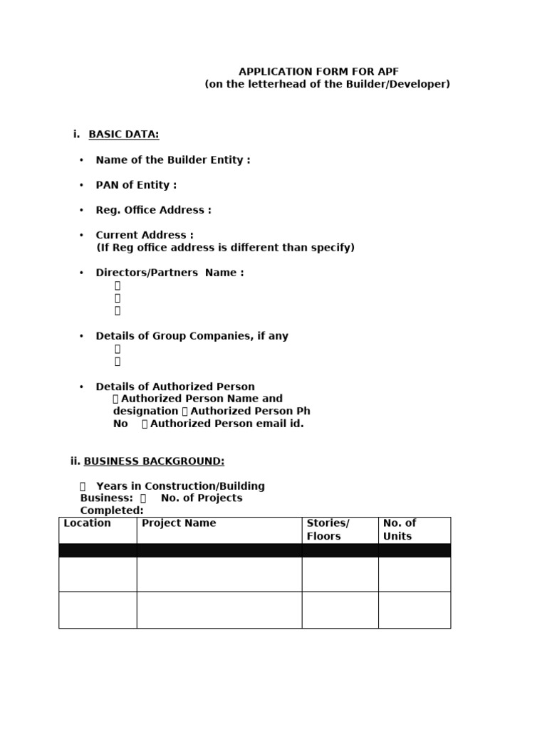 New Format Apf FT & Application Form | PDF | Business