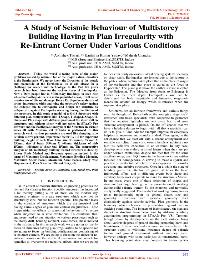 IJERT_A_Study_of_Seismic_Behaviour_of_Mu (1) | PDF | Earthquakes | Bending
